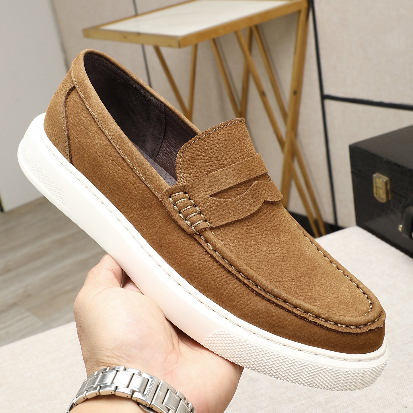 Men’s Matte Leather Casual Loafers – Nuenji-Store